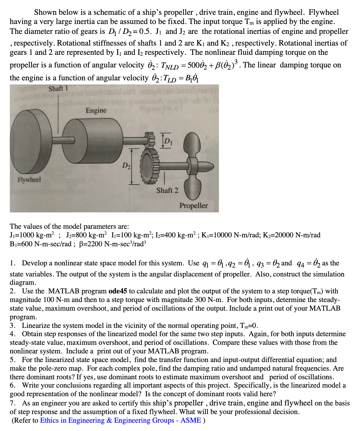 Solved Shown below is a schematic of a ship's propeller, | Chegg.com