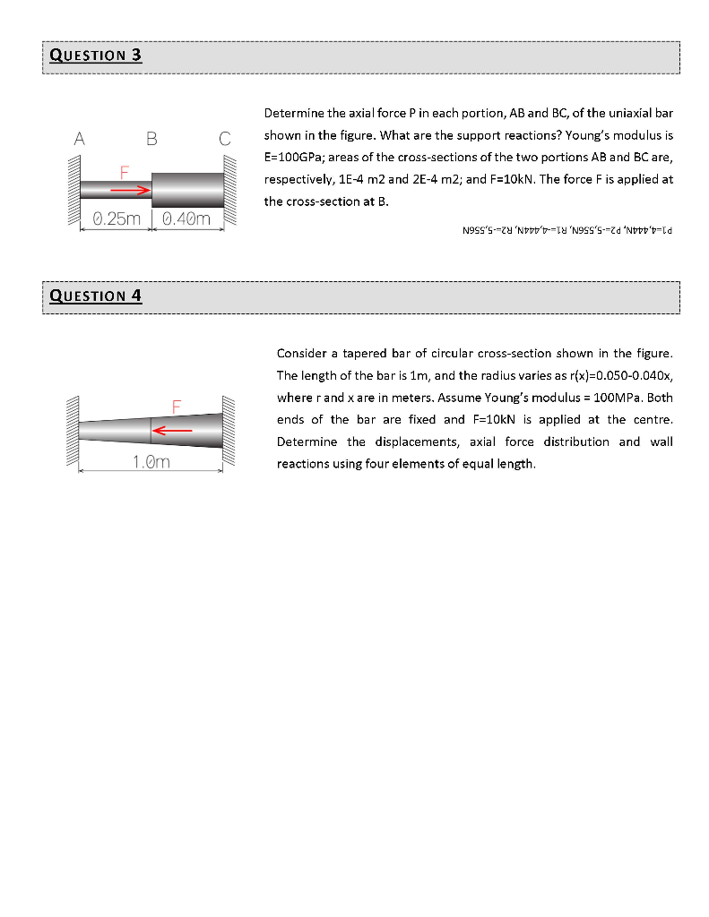 Solved QUESTION 3 Determine the axial force Pin each | Chegg.com