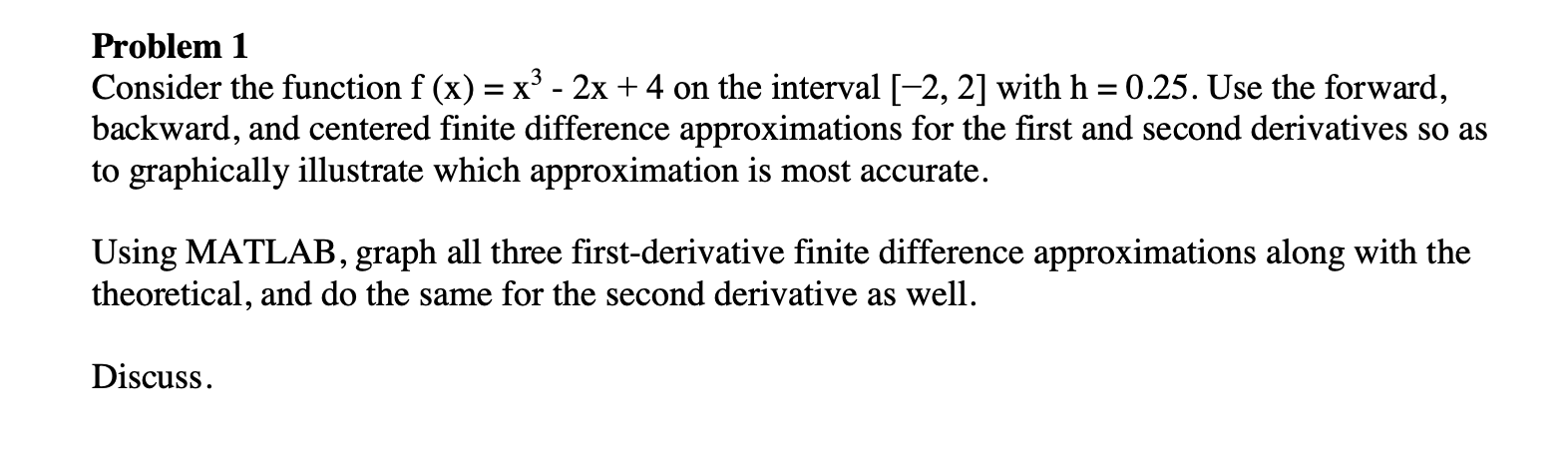 Solved Problem 1 Consider the function f(x) = x3 - 2x + 4 on | Chegg.com