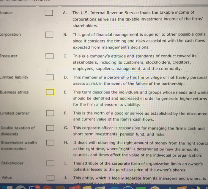 Solved inance A. The U.S. Internal Revenue Service taxes the | Chegg.com