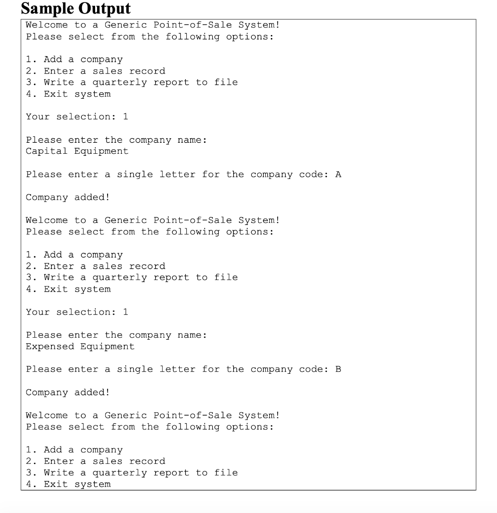 Point of sales system codes - bpodfw