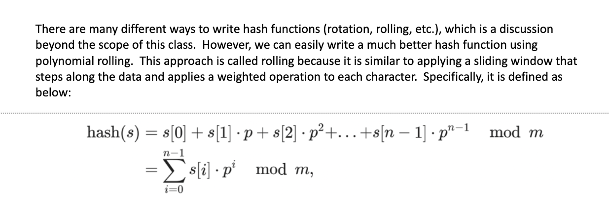Solved There are many different ways to write hash functions | Chegg.com