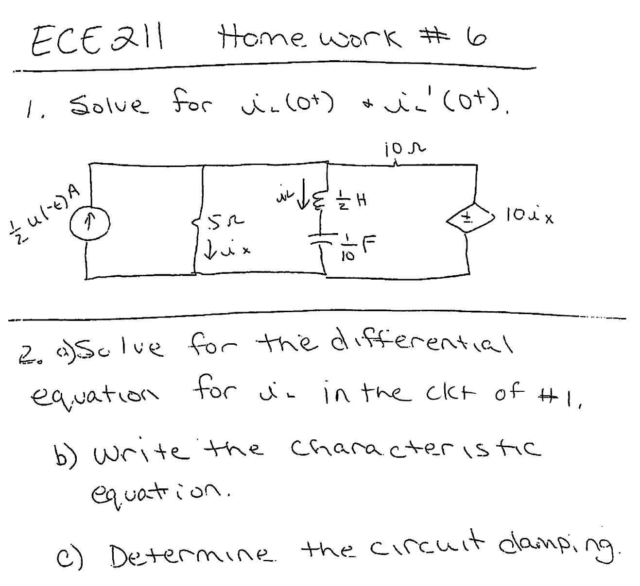 Solved ECE 211 Home work \#6 1. Solve for in(0+)+i−′(0+). 2. | Chegg.com