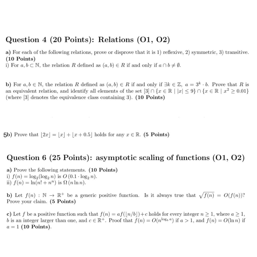 Solved a) For each of the following relations, prove or | Chegg.com