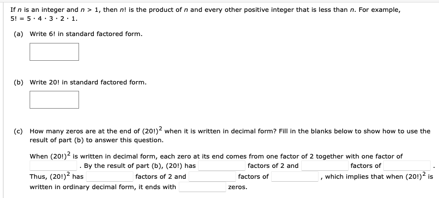 Solved If n is an integer and n>1, then n! is the product of | Chegg.com