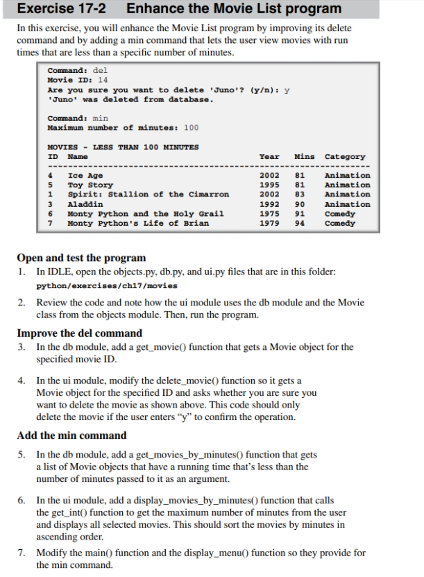 Solved STARING CODE WITH THE 3 DIFFERENT FILES DB.PY, UI.PY | Chegg.com