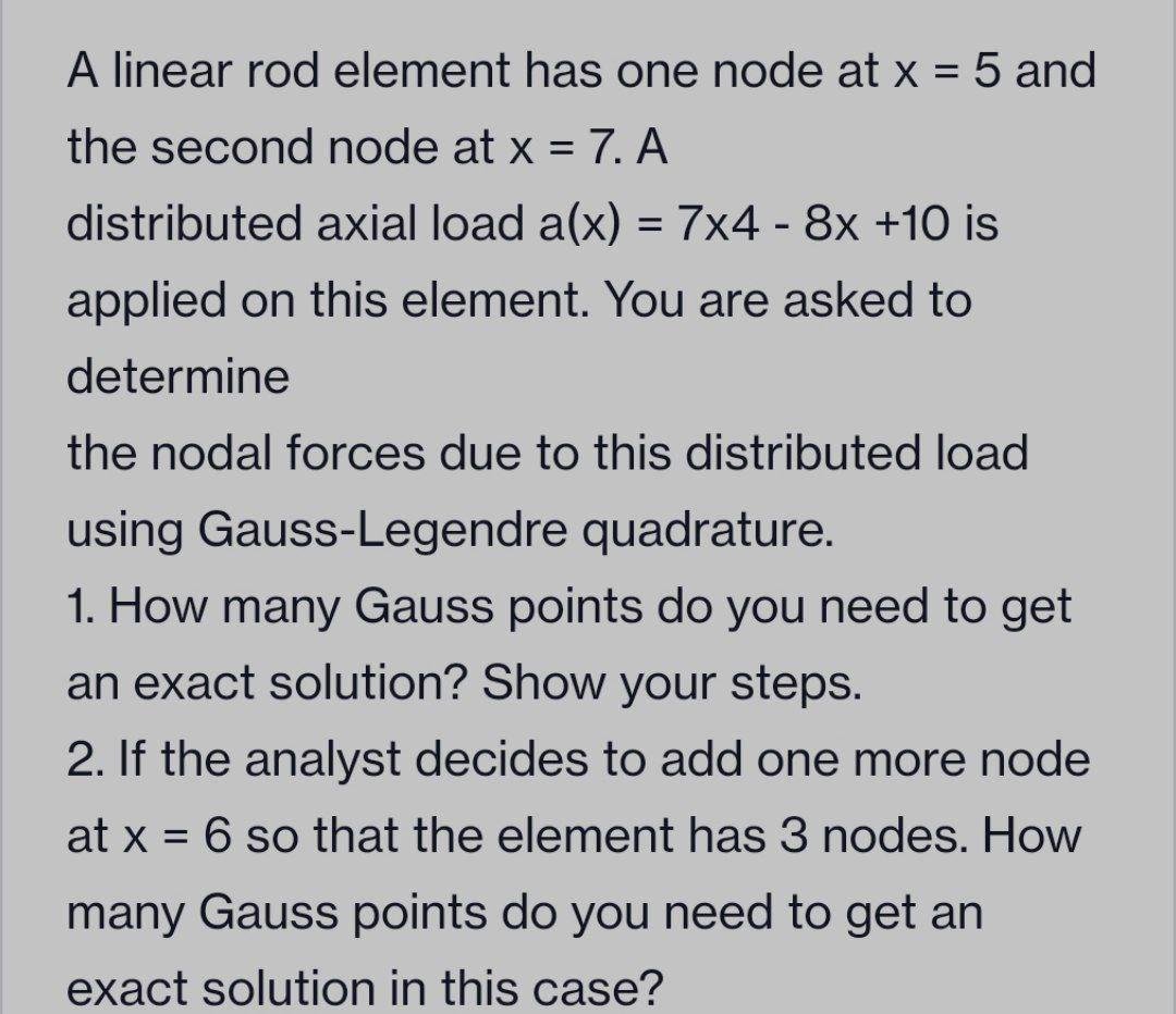 Solved A linear rod element has one node at x = 5 and the | Chegg.com