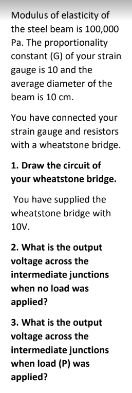 Solved R2Location of all strain gauges Modulus of elasticity | Chegg.com