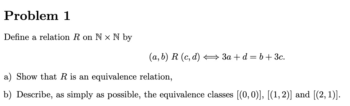 Solved Problem 1Define a relation R on N\times N | Chegg.com