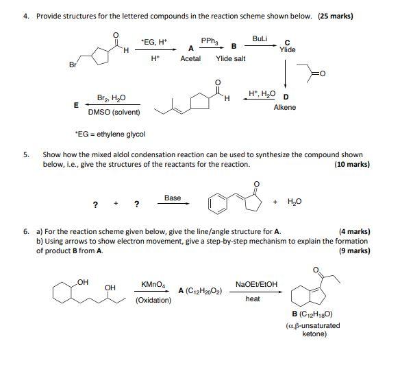 Solved 4. Provide structures for the lettered compounds in | Chegg.com