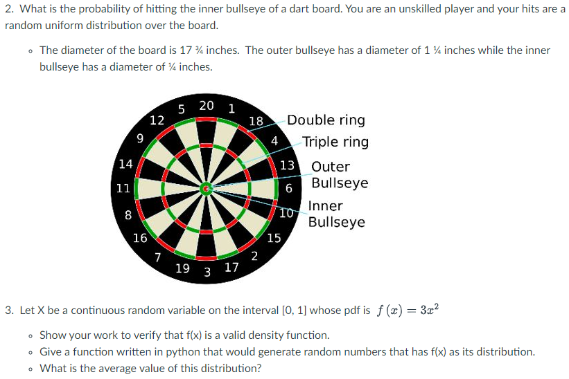 Solved 2. What is the probability of hitting the inner | Chegg.com