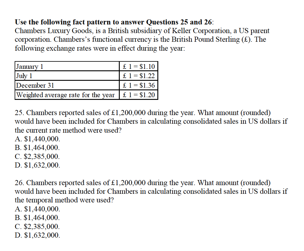 Solved Use the following fact pattern to answer Questions 25 | Chegg.com