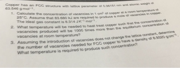 Solved Copper has an FCC structure with lattice parameter | Chegg.com