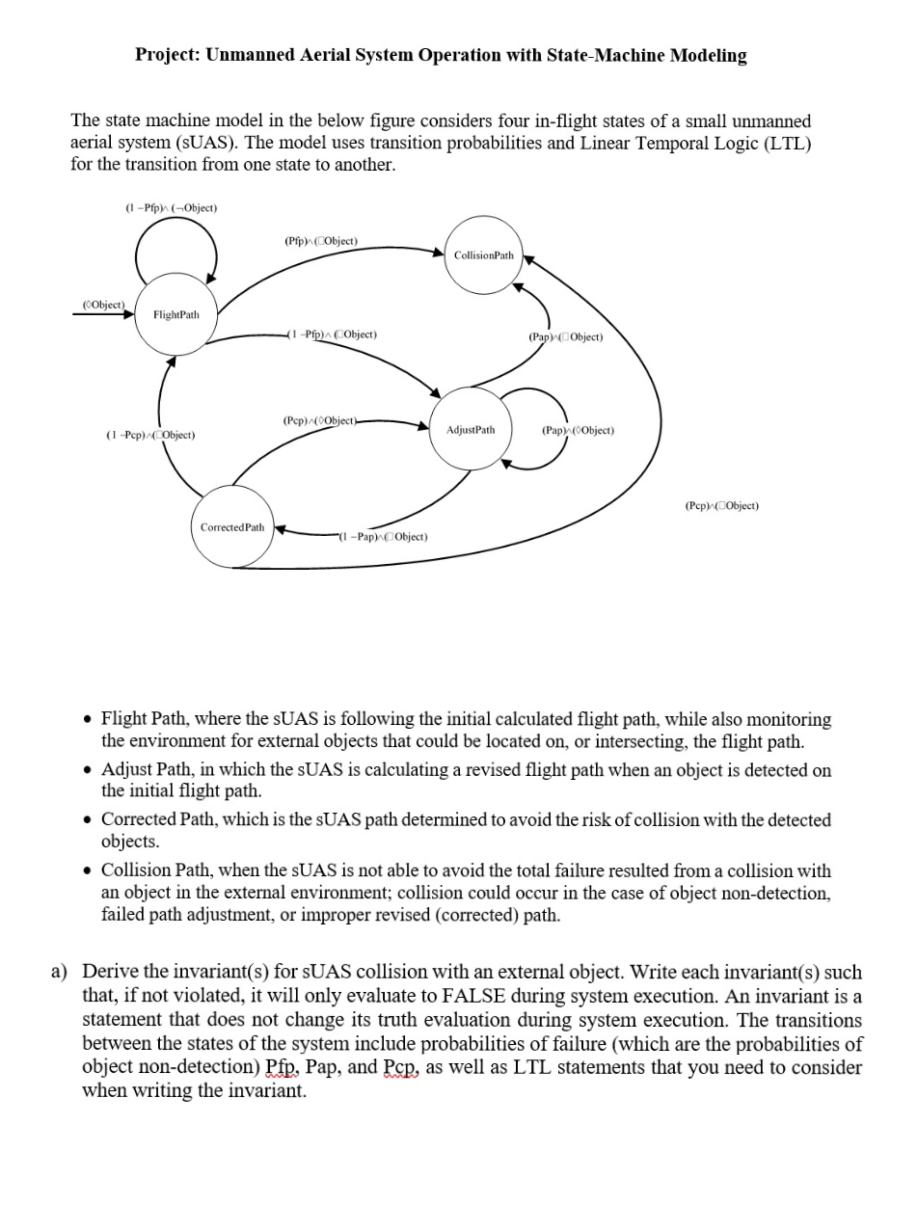 Solved Project: Unmanned Aerial System Operation with | Chegg.com