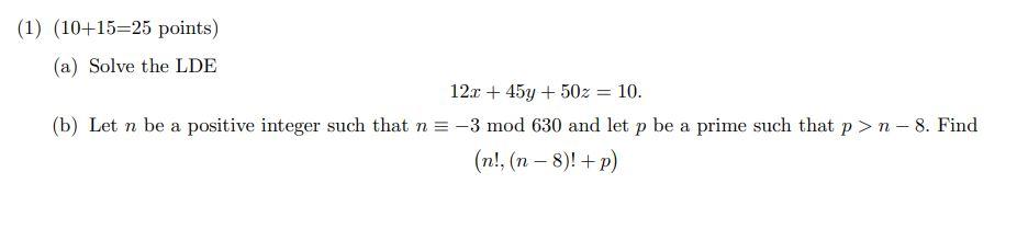 Solved 1) (10+15=25 points ) (a) Solve the LDE | Chegg.com