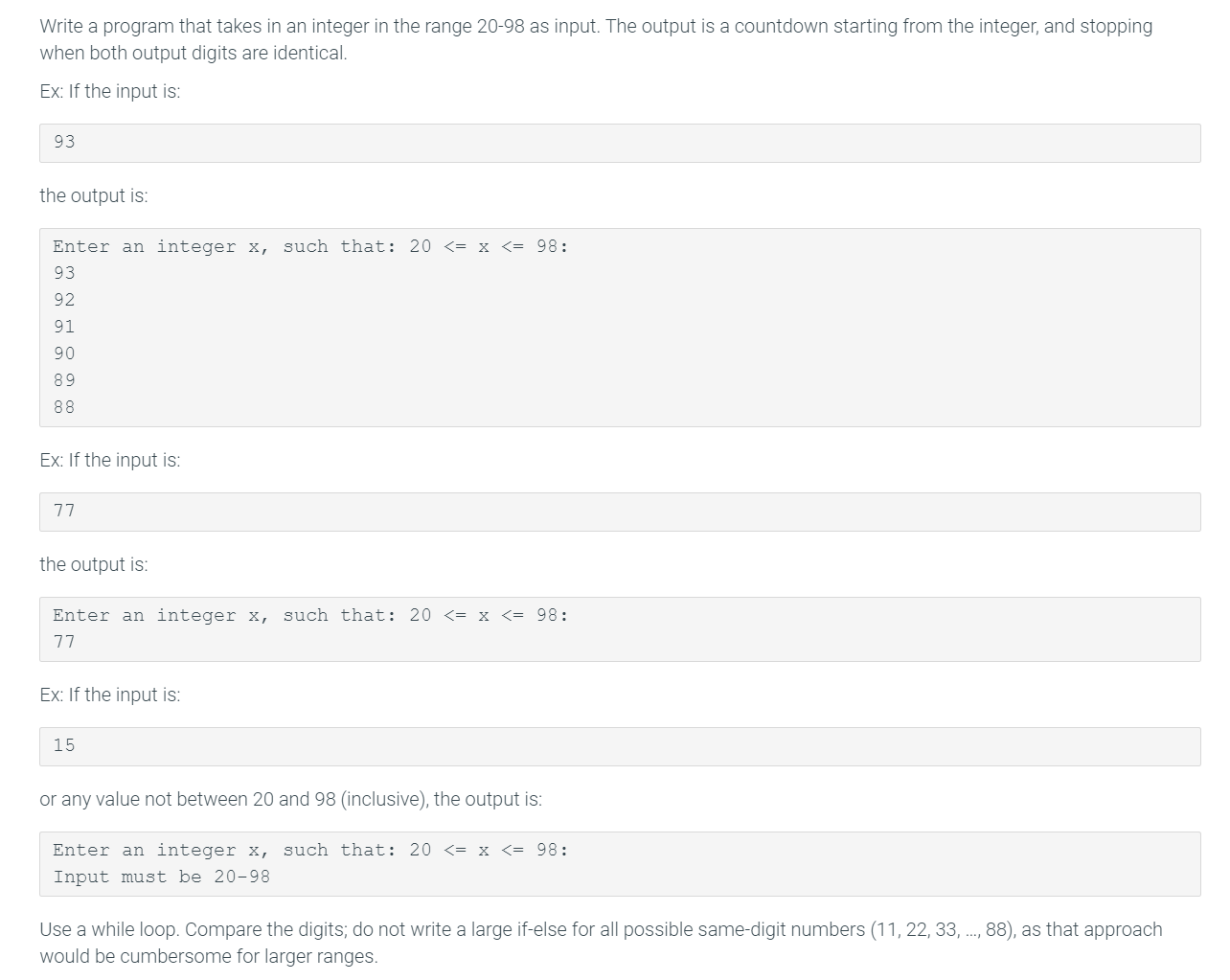 Solved Write a program that takes in an integer in the range | Chegg.com