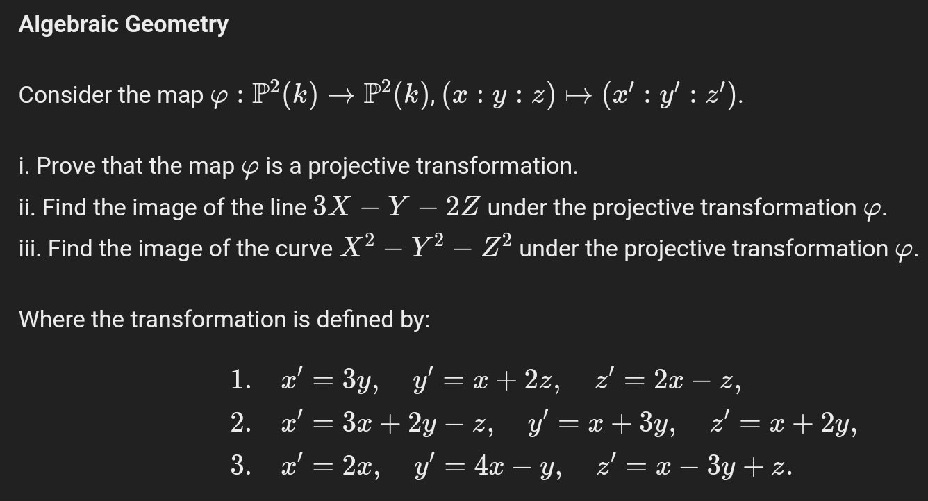 Solved Algebraic GeometryConsider the map | Chegg.com