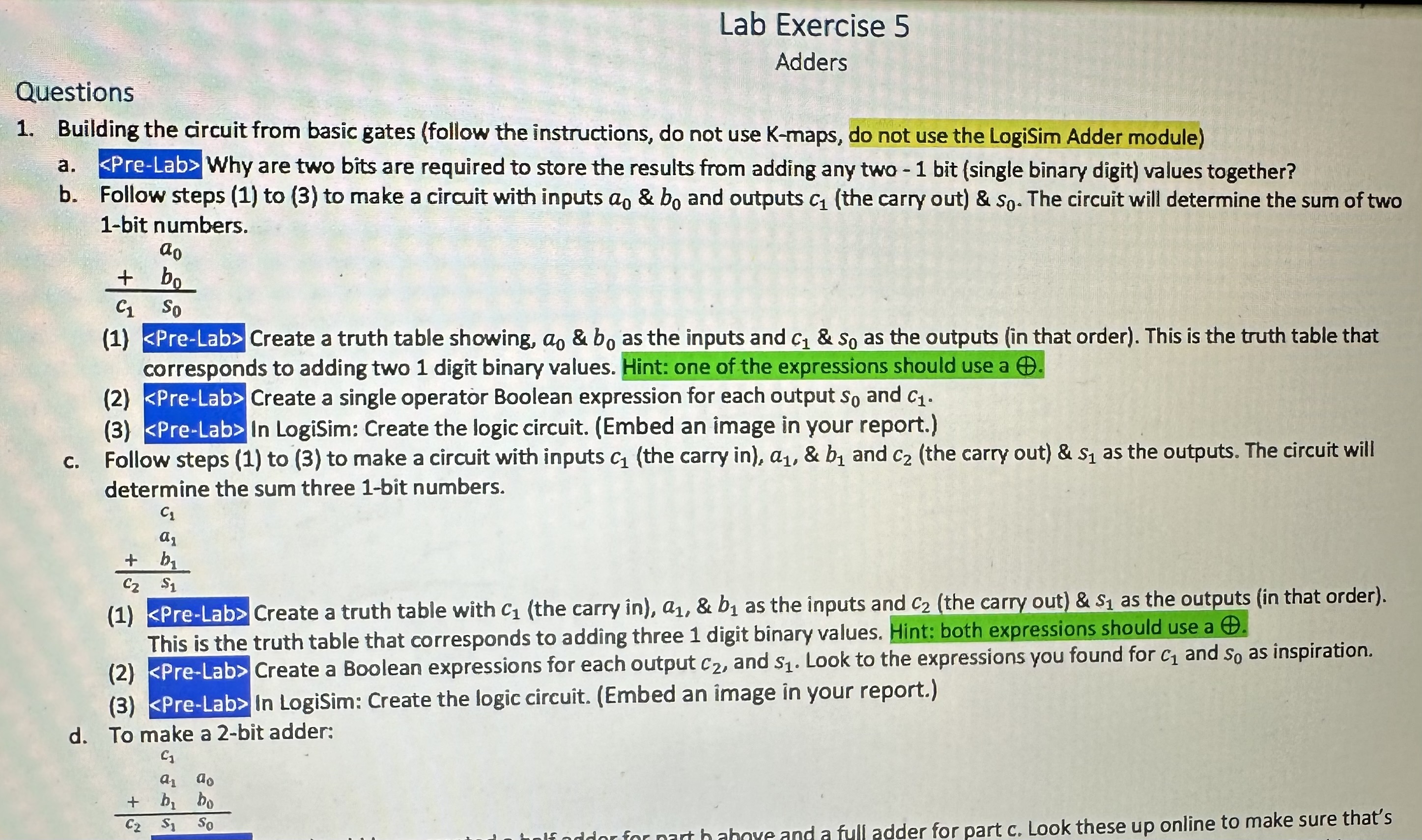Solved 1. Building the circuit from basic gates (follow the | Chegg.com