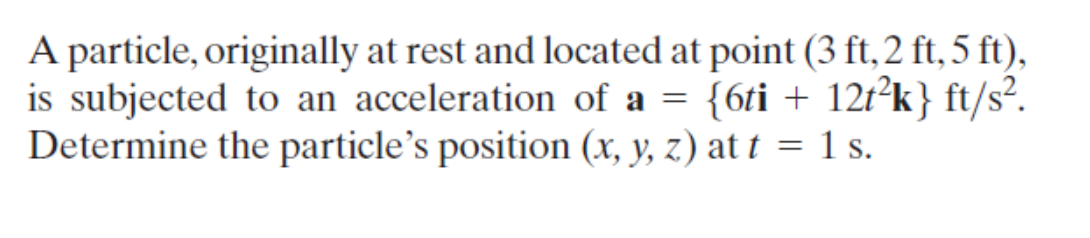 Solved A particle, originally at rest and located at point | Chegg.com