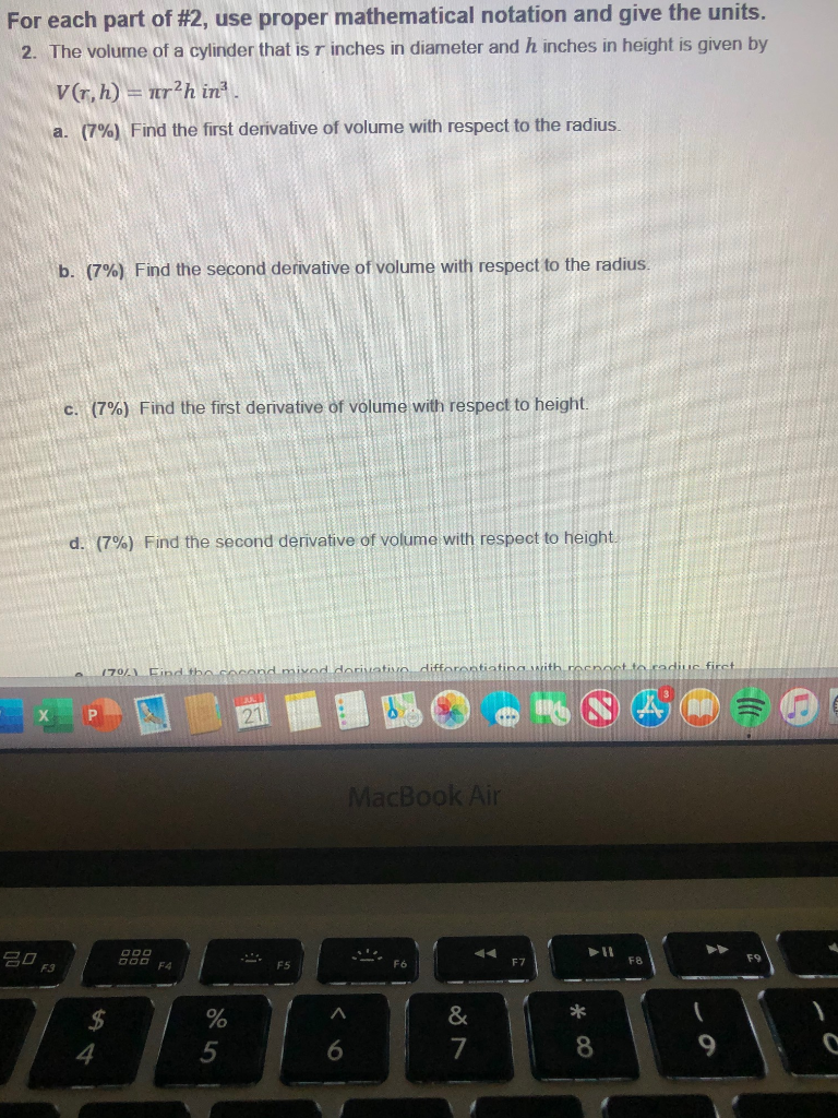 Solved For each part of #2, use proper mathematical notation | Chegg.com