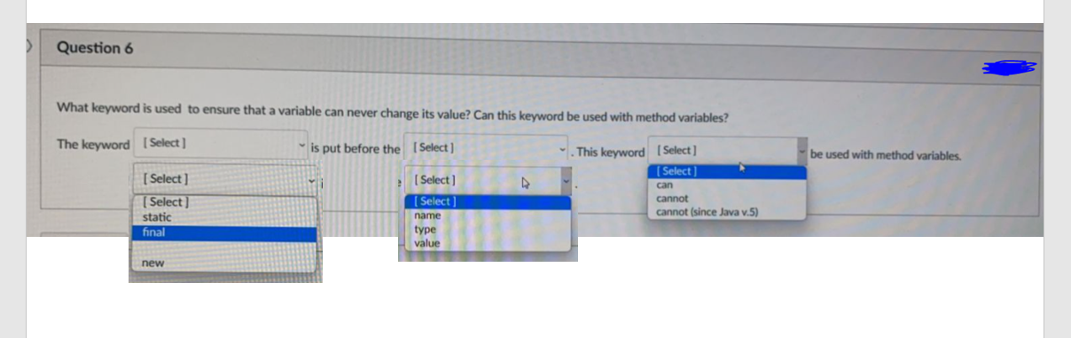 Solved Question 6 What keyword is used to ensure that a | Chegg.com