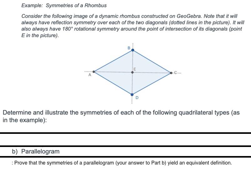 Solved Example: Symmetries of a Rhombus Consider the | Chegg.com