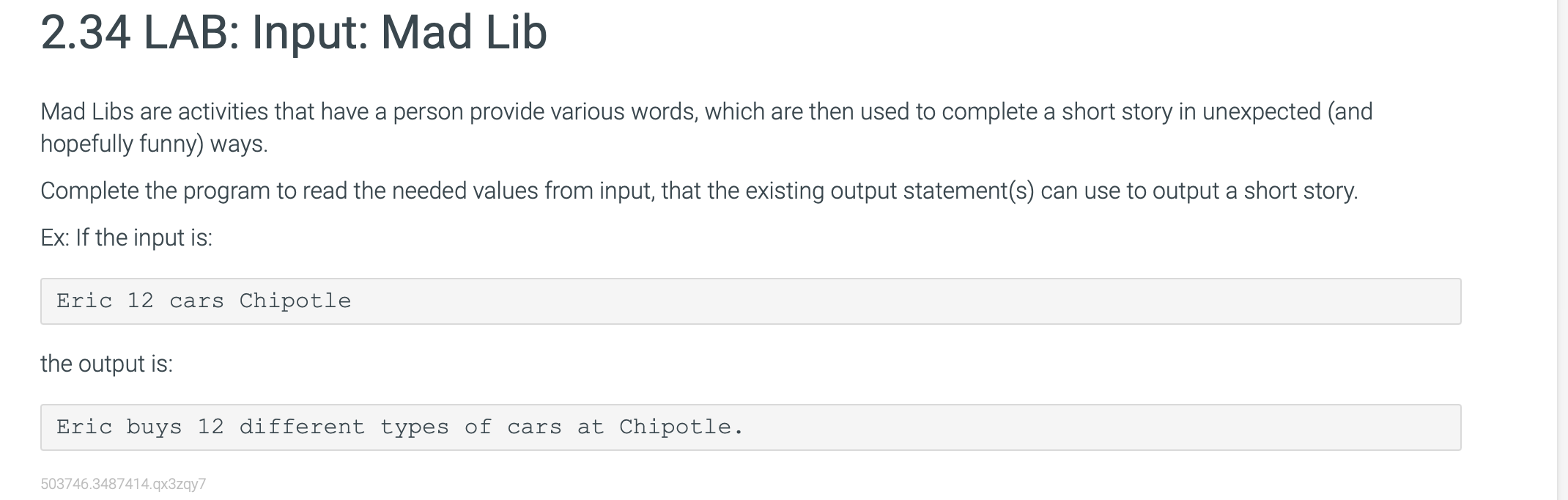 Solved Mad Libs are activities that have a person provide | Chegg.com