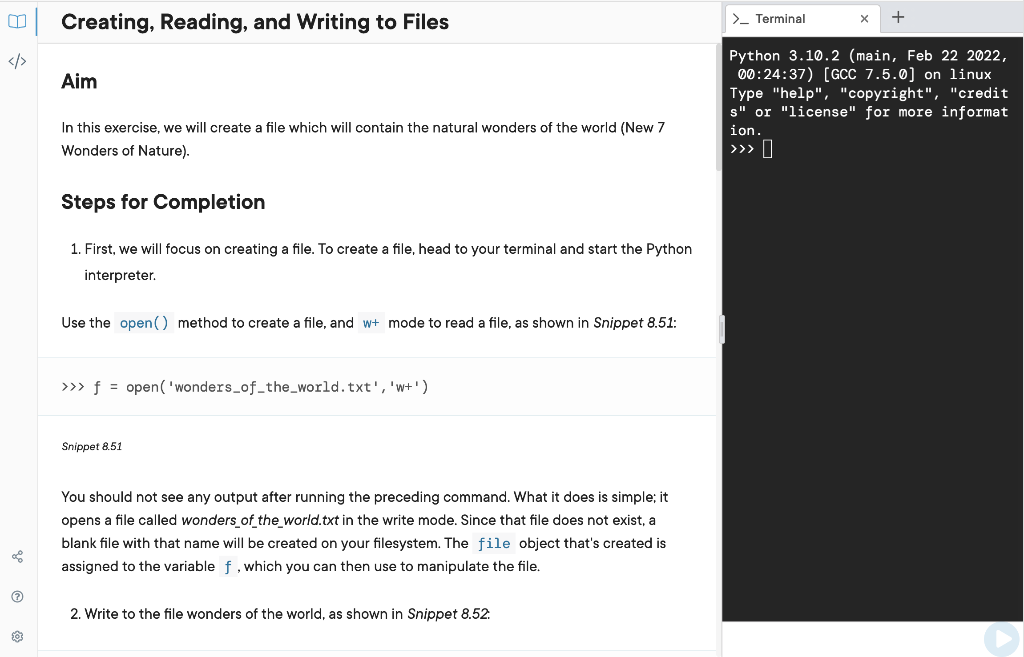 Solved Aim In this exercise, we will create a file which | Chegg.com