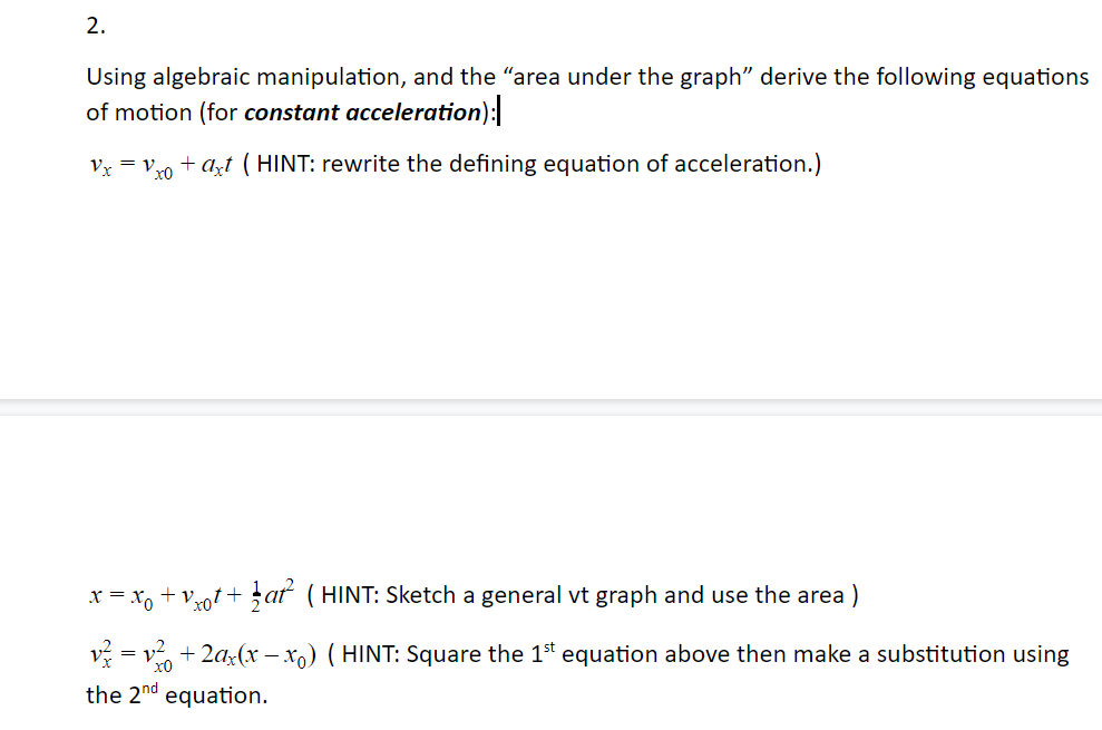 Solved 2. Using algebraic manipulation, and the "area under | Chegg.com