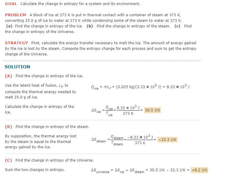 Solved GOAL Calculate the change in entropy for a system and | Chegg.com