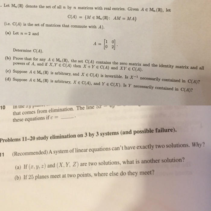 Solved Let M_n (R) denote the set of all n by n matrices | Chegg.com