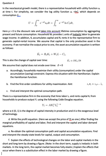 Solved Question-3In the neoclassical growth model, there is | Chegg.com