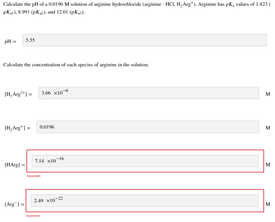 Solved Calculate the pH of a 0.0196 M solution of arginine | Chegg.com