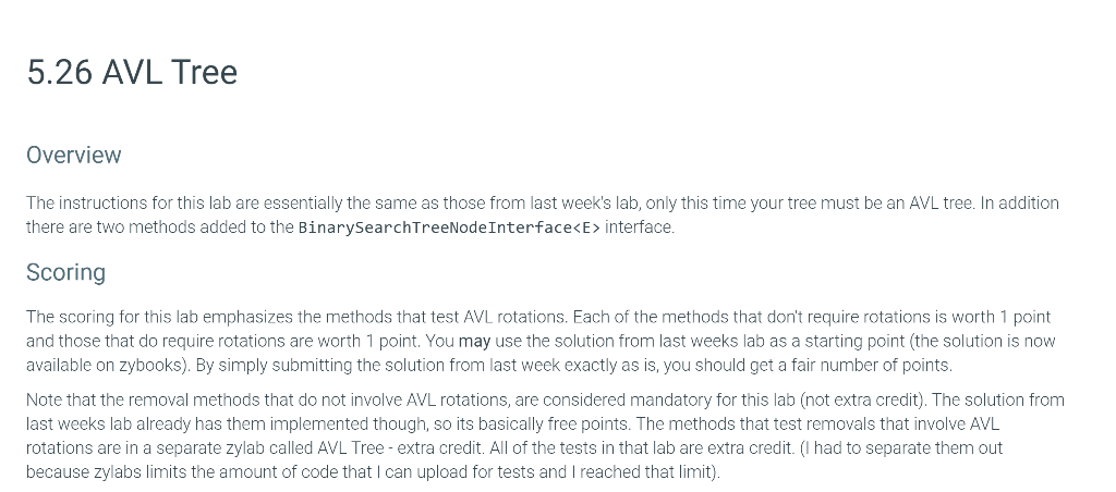 5.26 AVL Tree Overview The instructions for this lab | Chegg.com