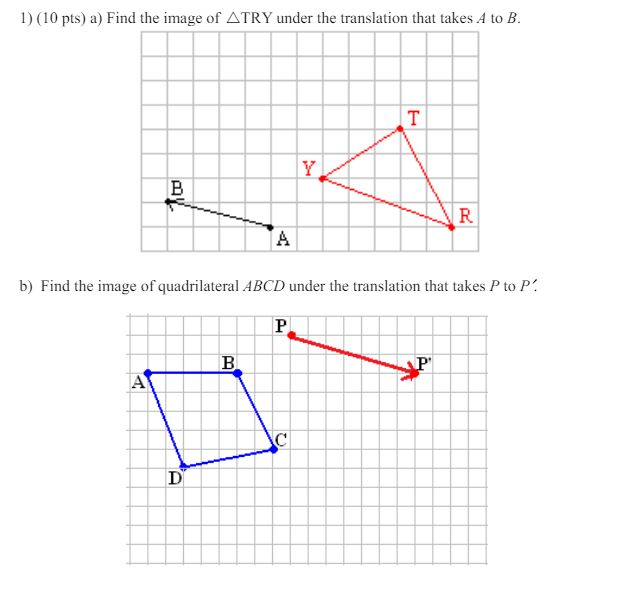Solved a) ﻿Find the image of triangle TRY under the | Chegg.com