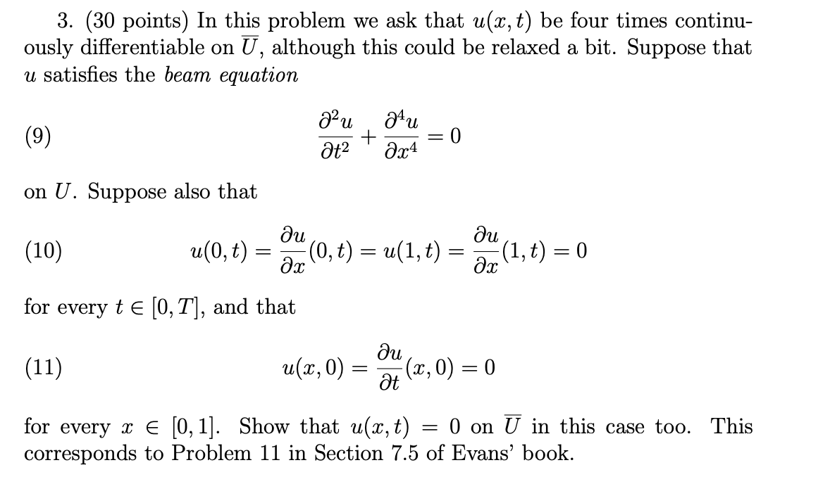 3. (30 points) In this problem we ask that u(x,t) be | Chegg.com