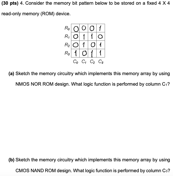 Solved (30 pts) 4. Consider the memory bit pattern below to | Chegg.com