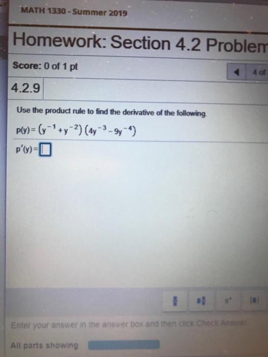 Solved MATH 1330-Summer 2019 Homework: Section 4.2 Problem | Chegg.com