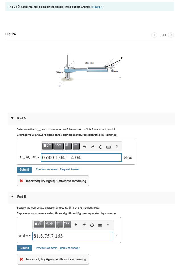 Solved The 24-N horizontal force acts on the handle of the | Chegg.com