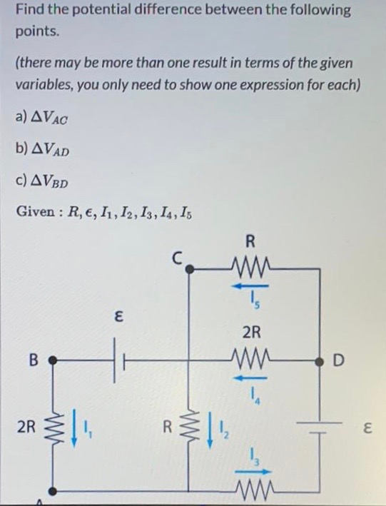 Solved Find the potential difference between the following | Chegg.com