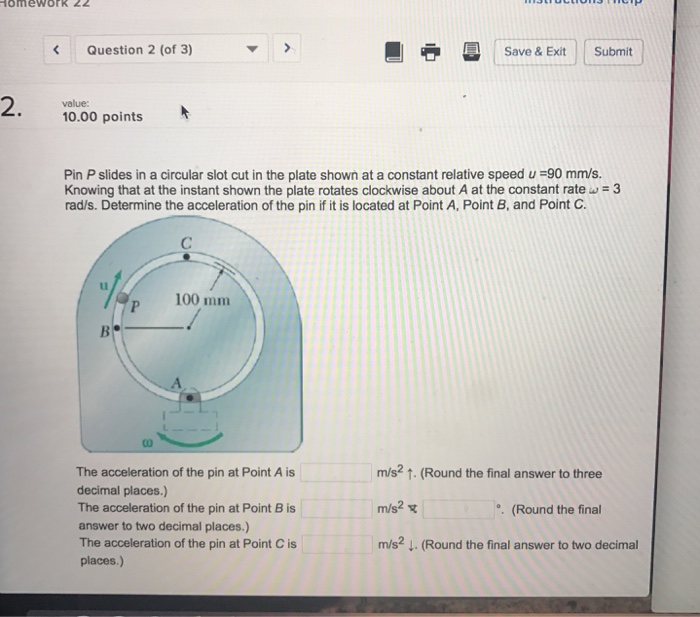 Solved Pin P slides in a circular slot cut in the plate | Chegg.com