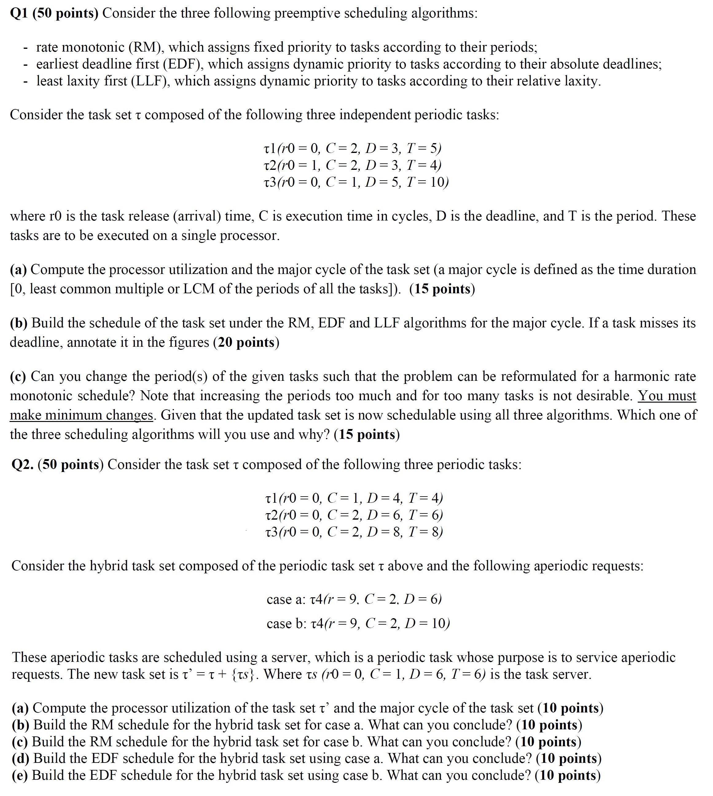 Solved Q1 (50 points) Consider the three following | Chegg.com