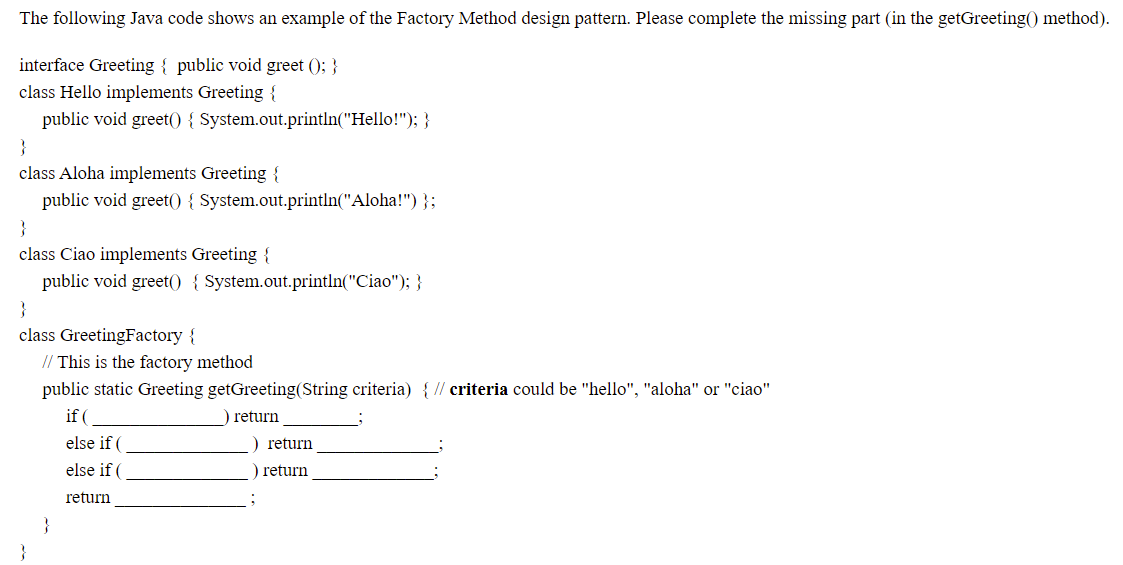 Solved The following Java code shows an example of the | Chegg.com