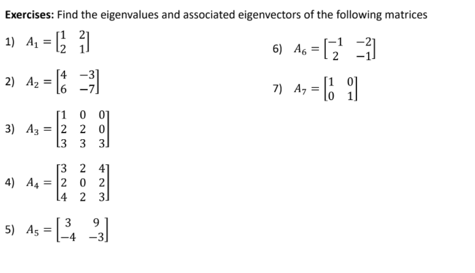 Solved Exercises: Find the eigenvalues and associated | Chegg.com