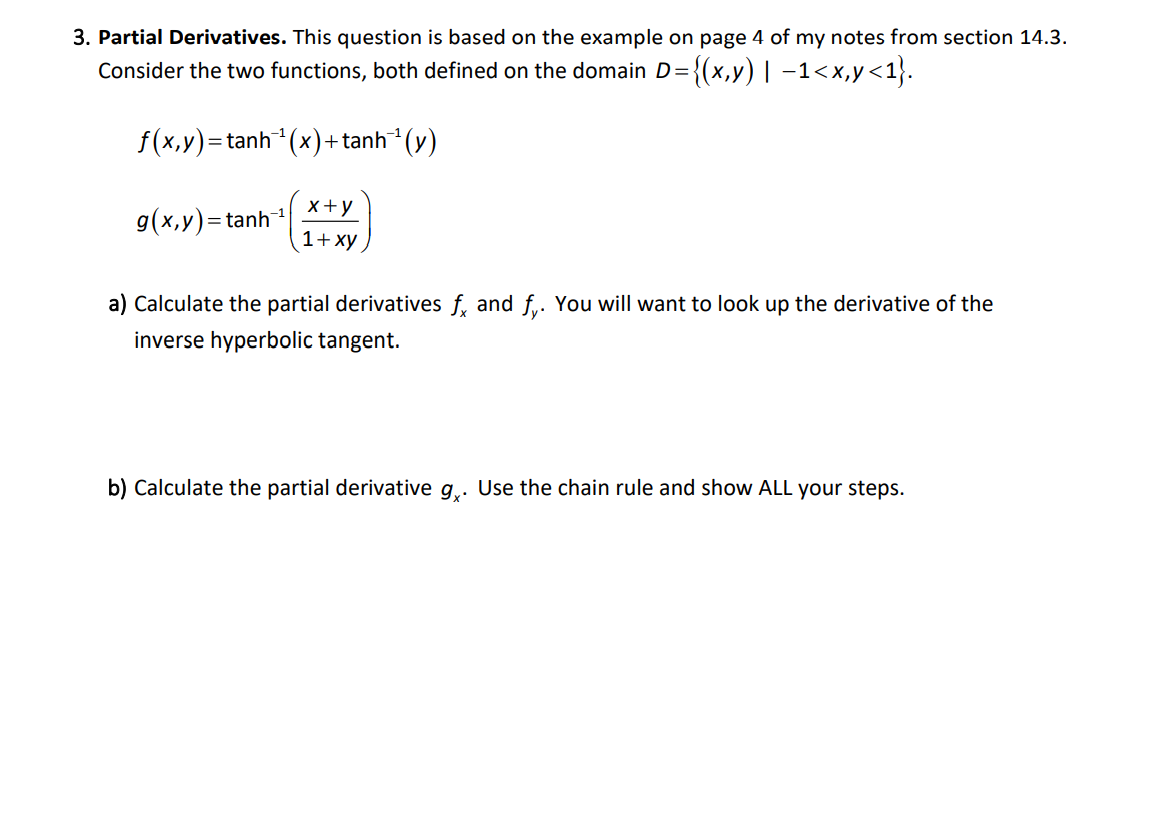 Solved 3. Partial Derivatives. This question is based on the | Chegg.com