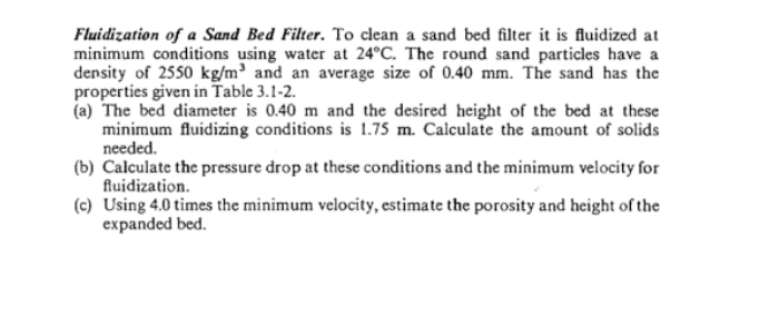 Solved Fluidization of a Sand Bed Filter. To clean a sand | Chegg.com