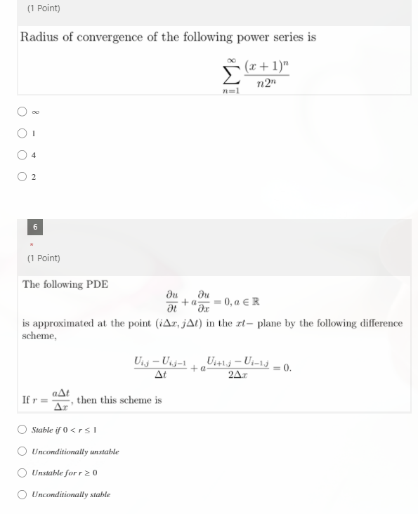 Solved (1 Point) Radius of convergence of the following | Chegg.com