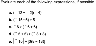 Solved Evaluate each of the following expressions, if | Chegg.com