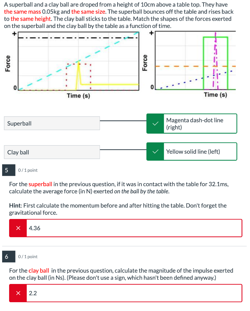 Solved A superball and a clay ball are droped from a height | Chegg.com