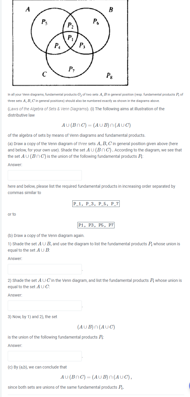 Solved In all your Venn diagrams, fundamental products Oj of | Chegg.com